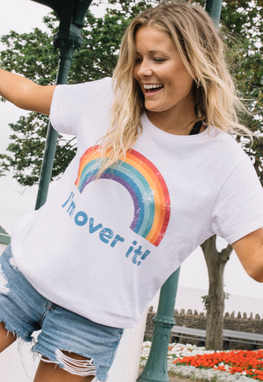 I’m Over It Women’s Rainbow Slogan T-Shirt – Batch1